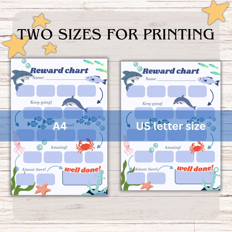 Printable Reward Chart for Kids - Marine Theme | Chore Chart | Behavior ...