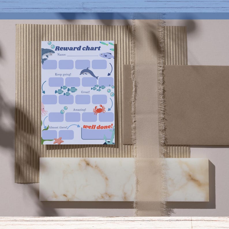 Printable Reward Chart for Kids - Marine Theme | Chore Chart | Behavior ...