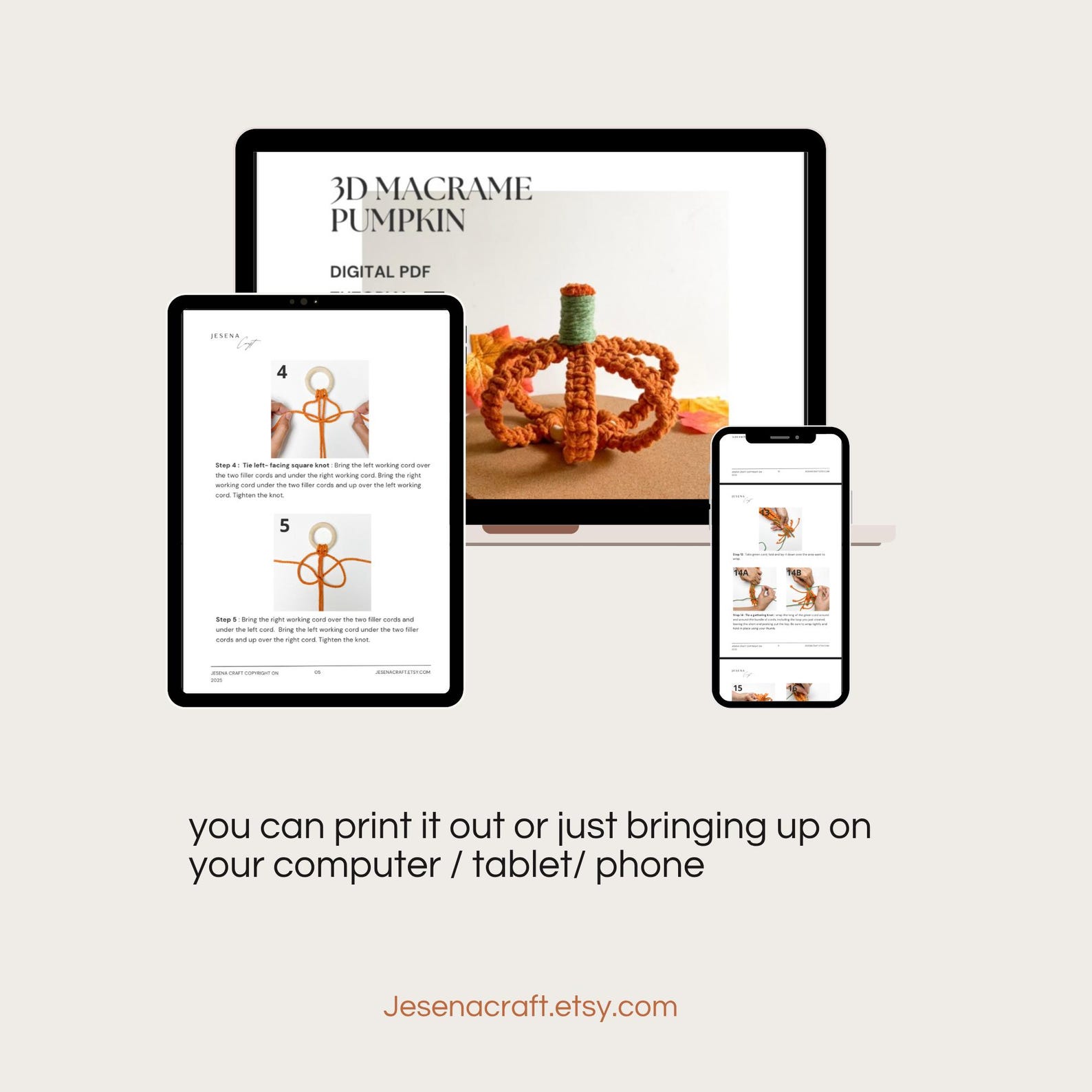 PDF Pattern 3D Macrame Pumpkin Tutorial | Macrame DIY | Halloween and ...