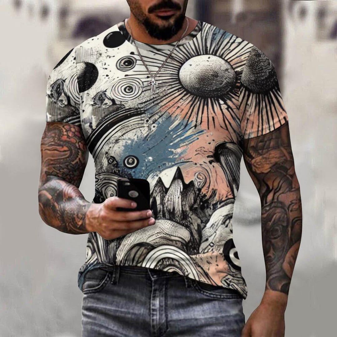 Men's Expressive Painterly Artwork T-shirt All Over Print Wearable Art ...
