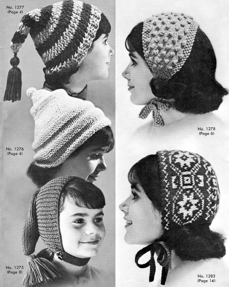1941 Vintage Knit Crochet Hats Book Pattern, Knit Hat Pattern, Winter ...