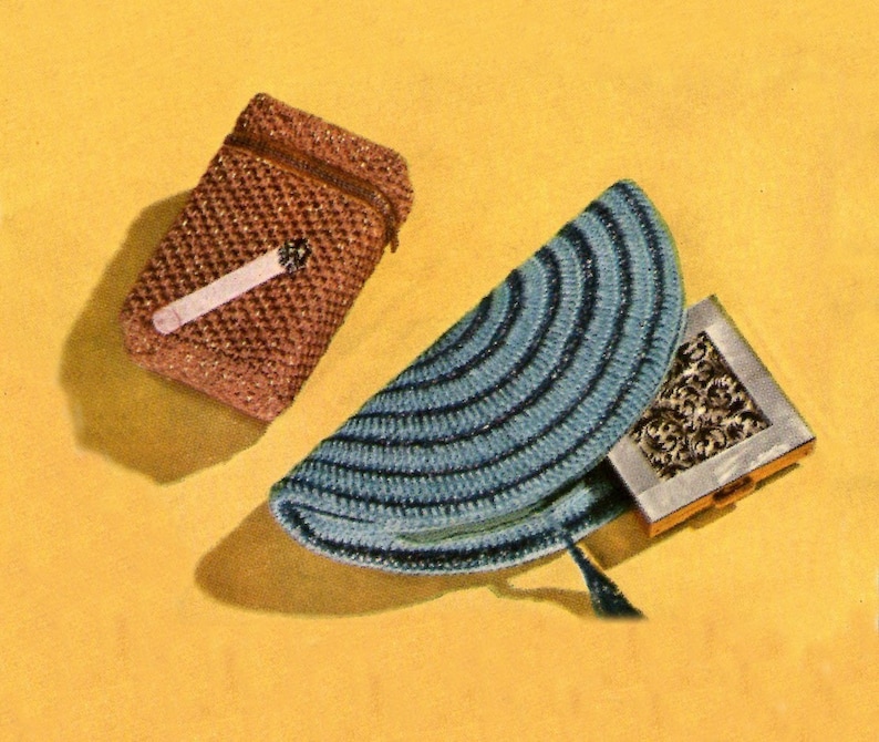 Vintage Crochet Pattern, Vintage Crochet Cigarette Case, Crochet Makeup ...