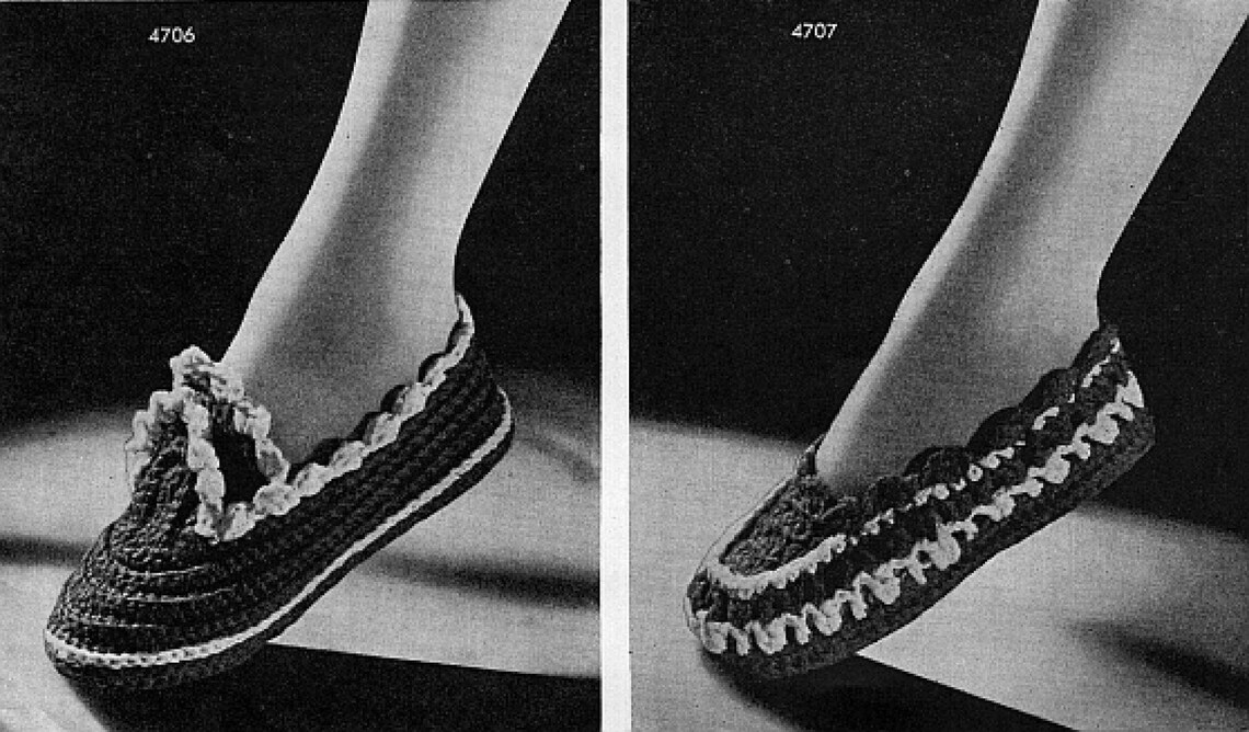 Vintage Crochet Knit Slipper Pattern Book: 21 Designs (digital Download ...