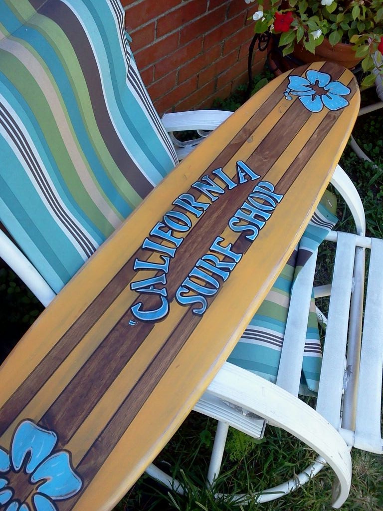 Antique surfboard wall haniging customized surf decor. | Etsy