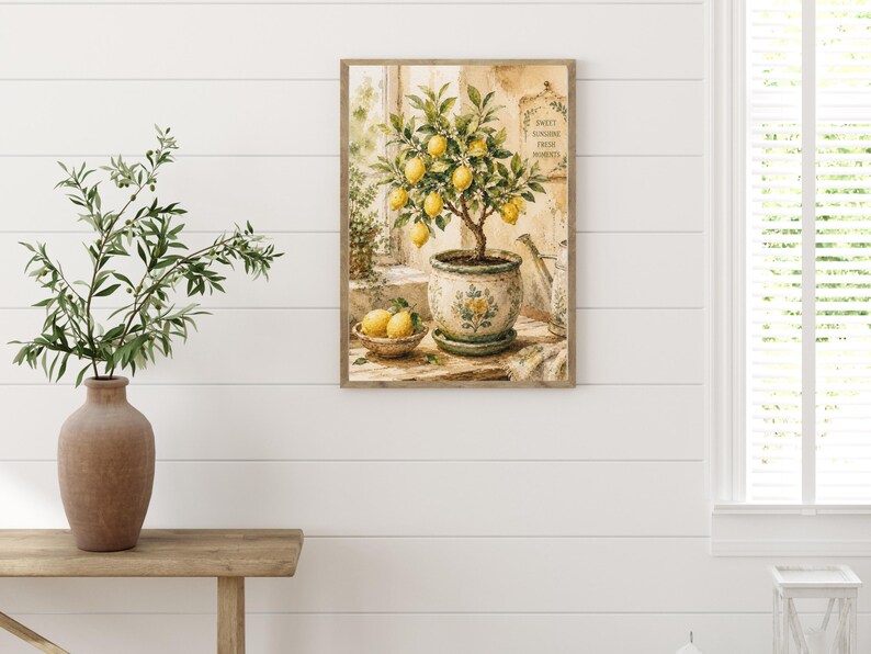 Watercolor Lemon Tree Painting: Mediterranean Botanical Print (digital ...