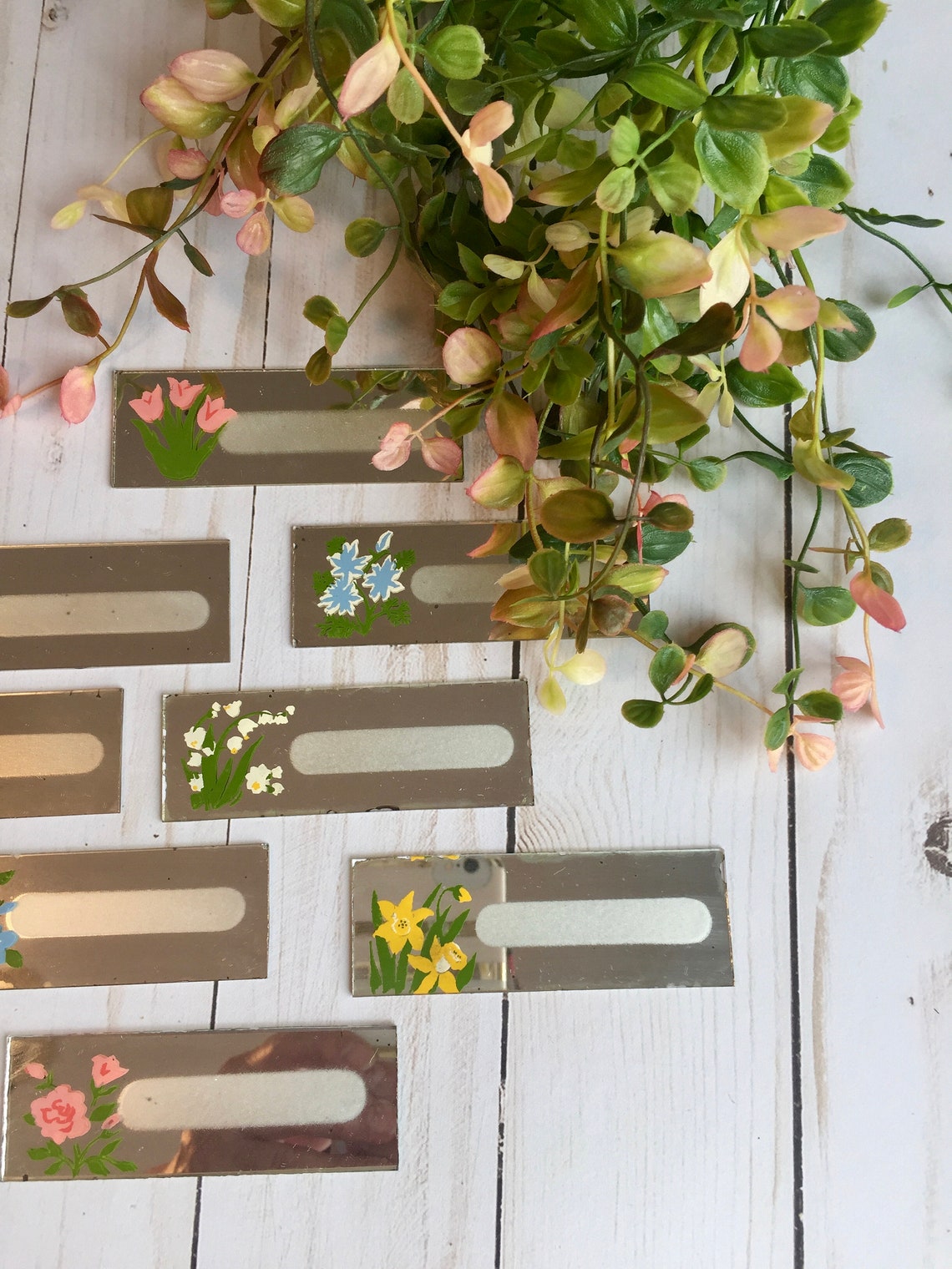 Vintage Mirrored Place Cards Vintage Floral Place Cards - Etsy