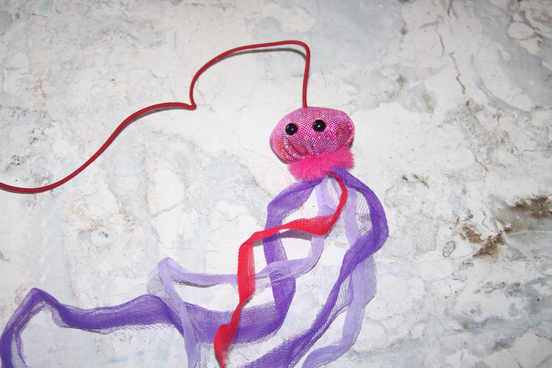 Pink Fluffy Jellyfish String Cat Toy by Poppy’s Toys - THWOD - Etsy