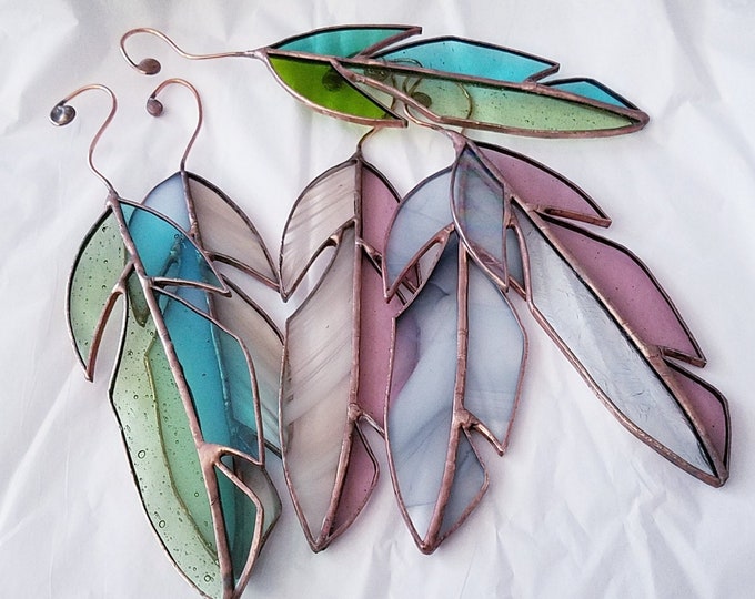 1 Set of 5 Stained Glass Feathers - Etsy Canada