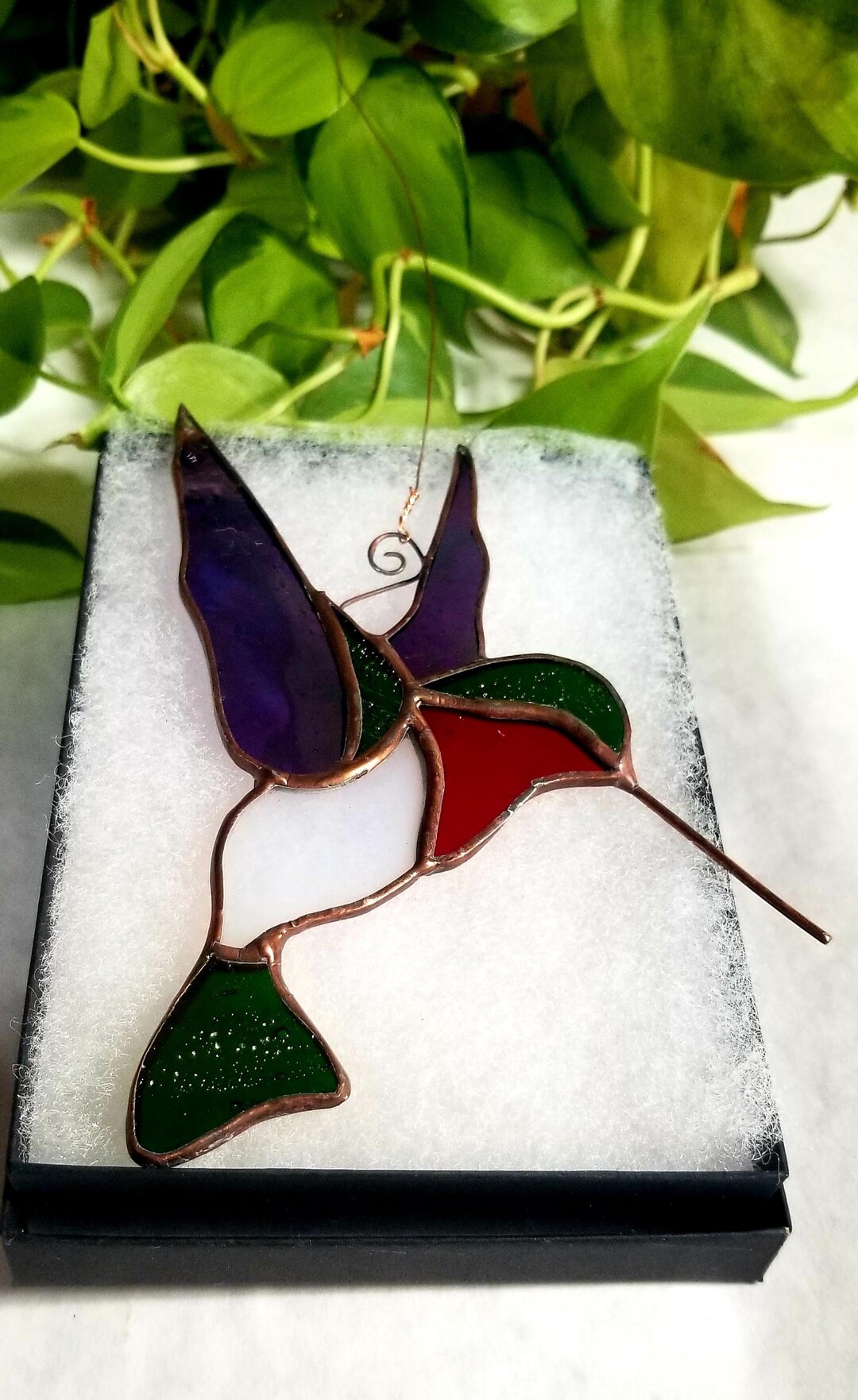 Stained Glass Ruby Red Throated Hummingbird - Good Luck Charm - Etsy