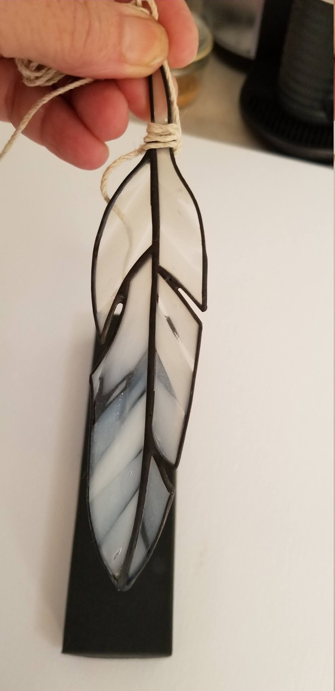 Spirit Feather Cloud White and Clear Stained Glass Suncatcher - Etsy