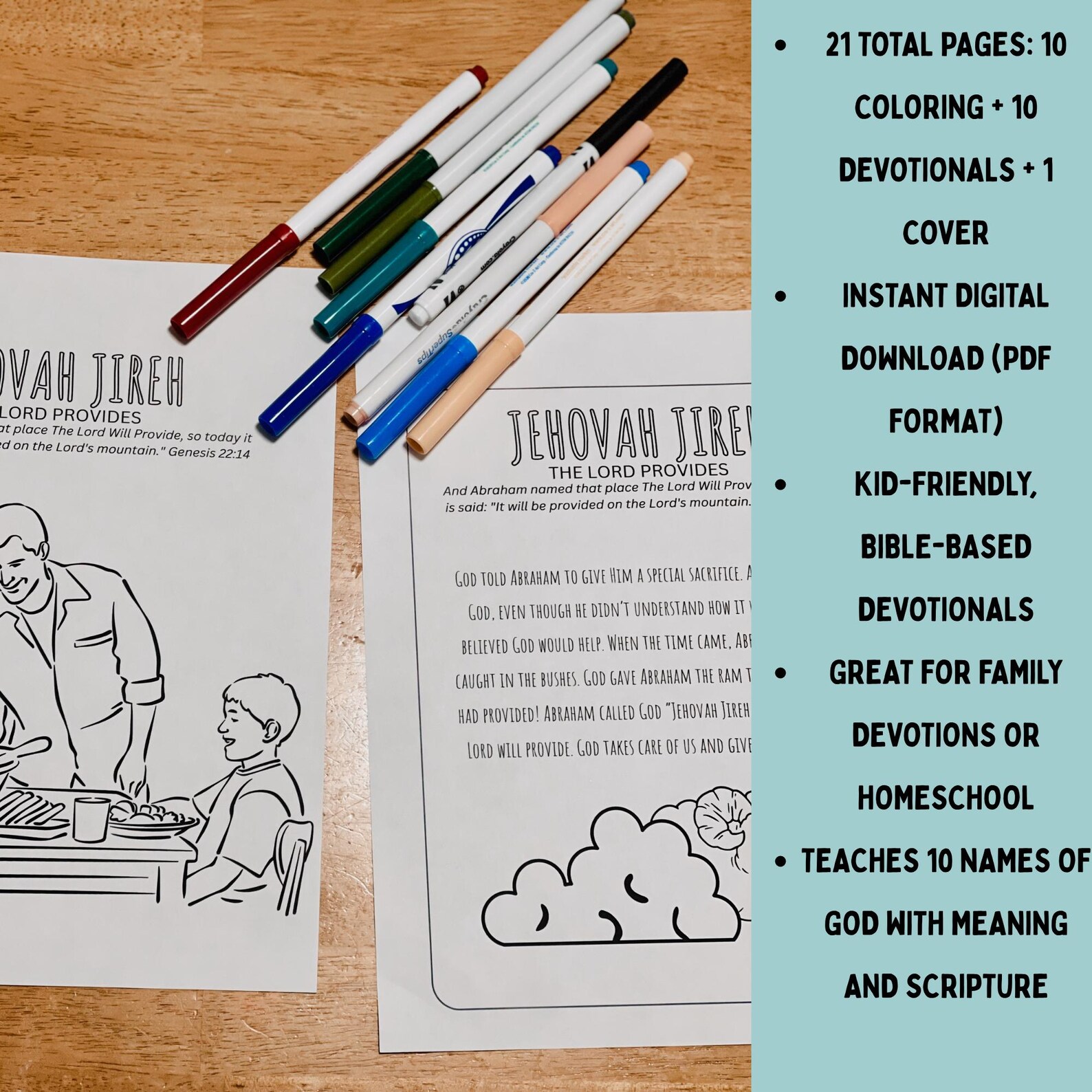 Names of God Coloring Book: Christian Devotional Activity Pages (PDF ...