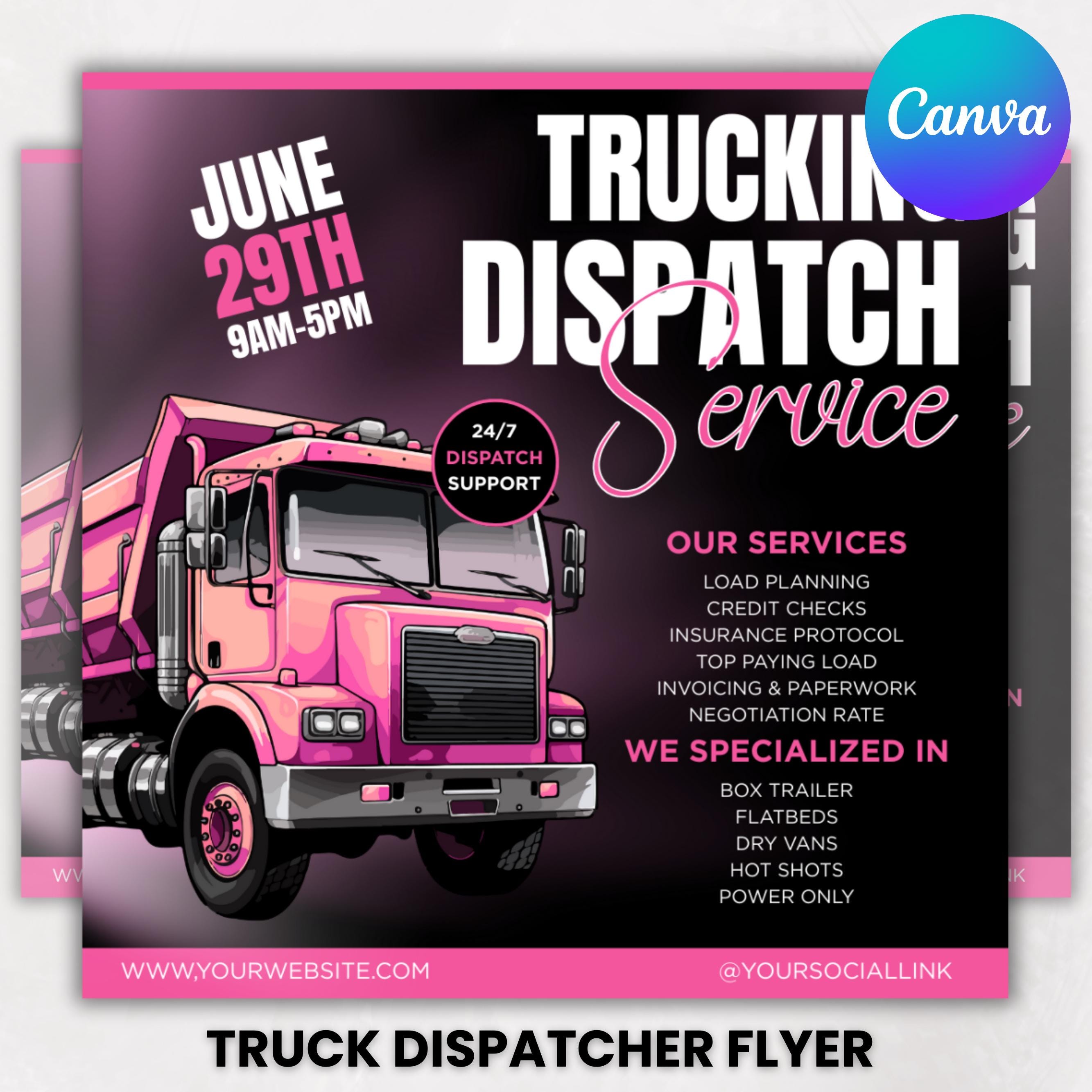 Truck Dispatcher Flyer, Truck Services Flyer, Broker Freight ...