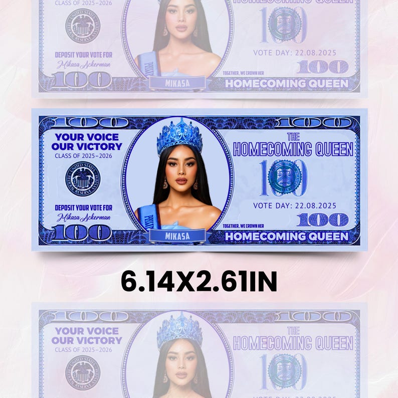 Homecoming Queen Campaign Money, Editable Fake Money, Homecoming 100 ...
