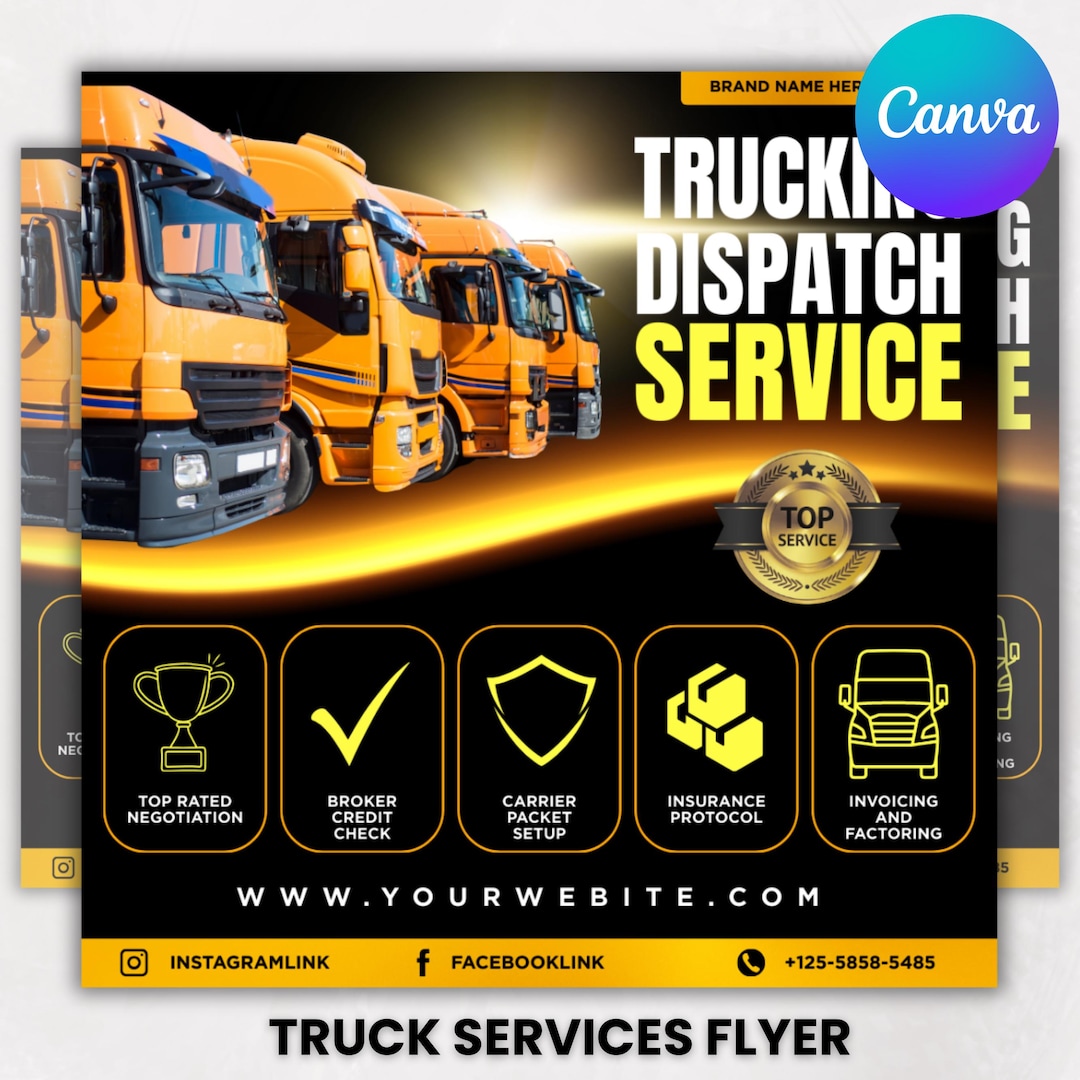 Truck Dispatcher Flyer, Truck Services Flyer, Broker Freight ...