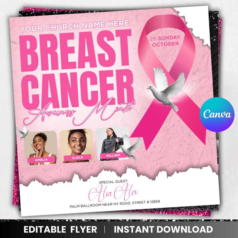 Breast Cancer Awareness Flyer, Breast Cancer Flyer, Pinktober Flyer ...