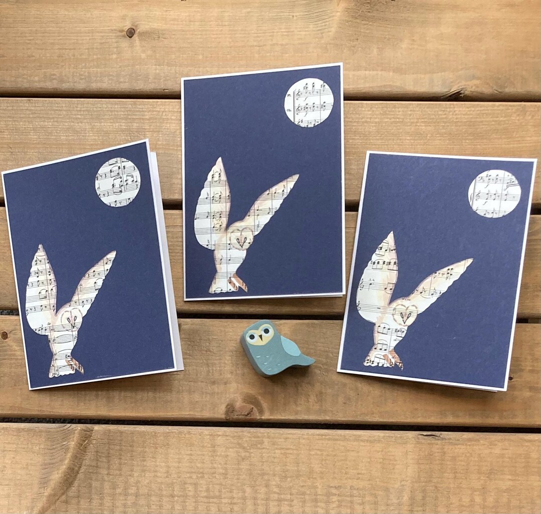 Set of 3 Moonlit Owl Cards, Greeting Card, Owl, Blank Card, Birthday ...