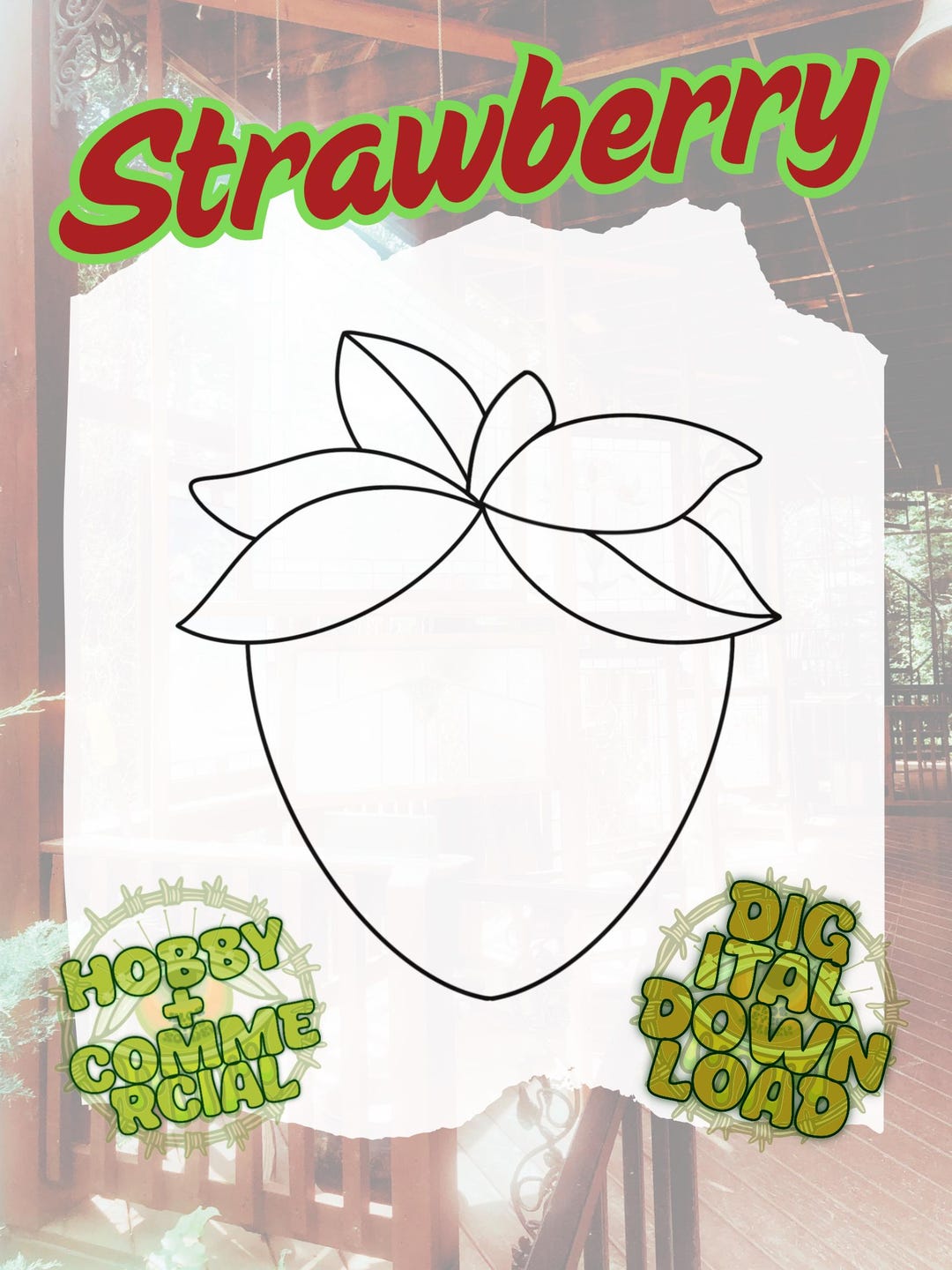 Strawberry | Stained Glass Pattern | Digital Download | PDF | PNG ...