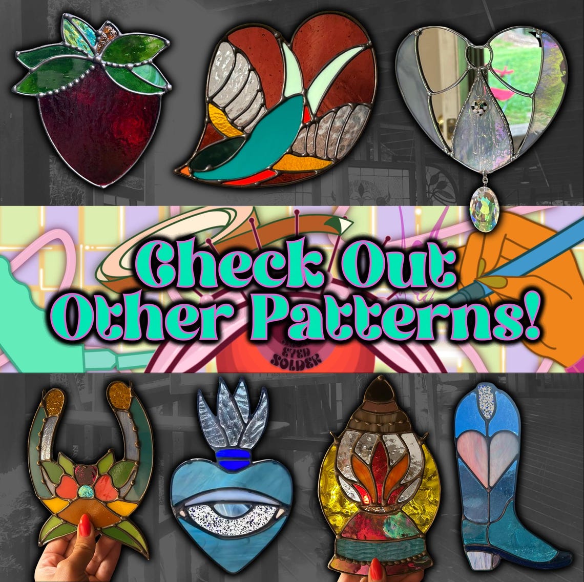 Horseshoes | Stained Glass Pattern | Digital Download | PDF | PNG ...