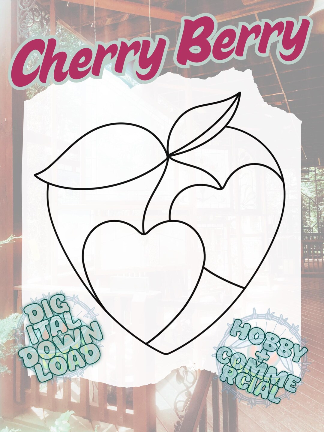 Cherry Berry | Stained Glass Pattern | Digital Download | PDF | PNG ...
