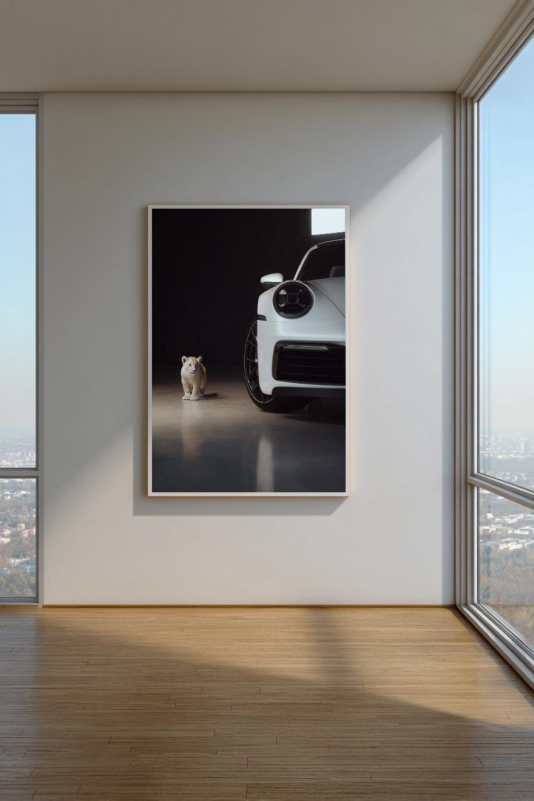 Lion Cub and Sport Car Print, Masculine Office Decor (digital Download ...