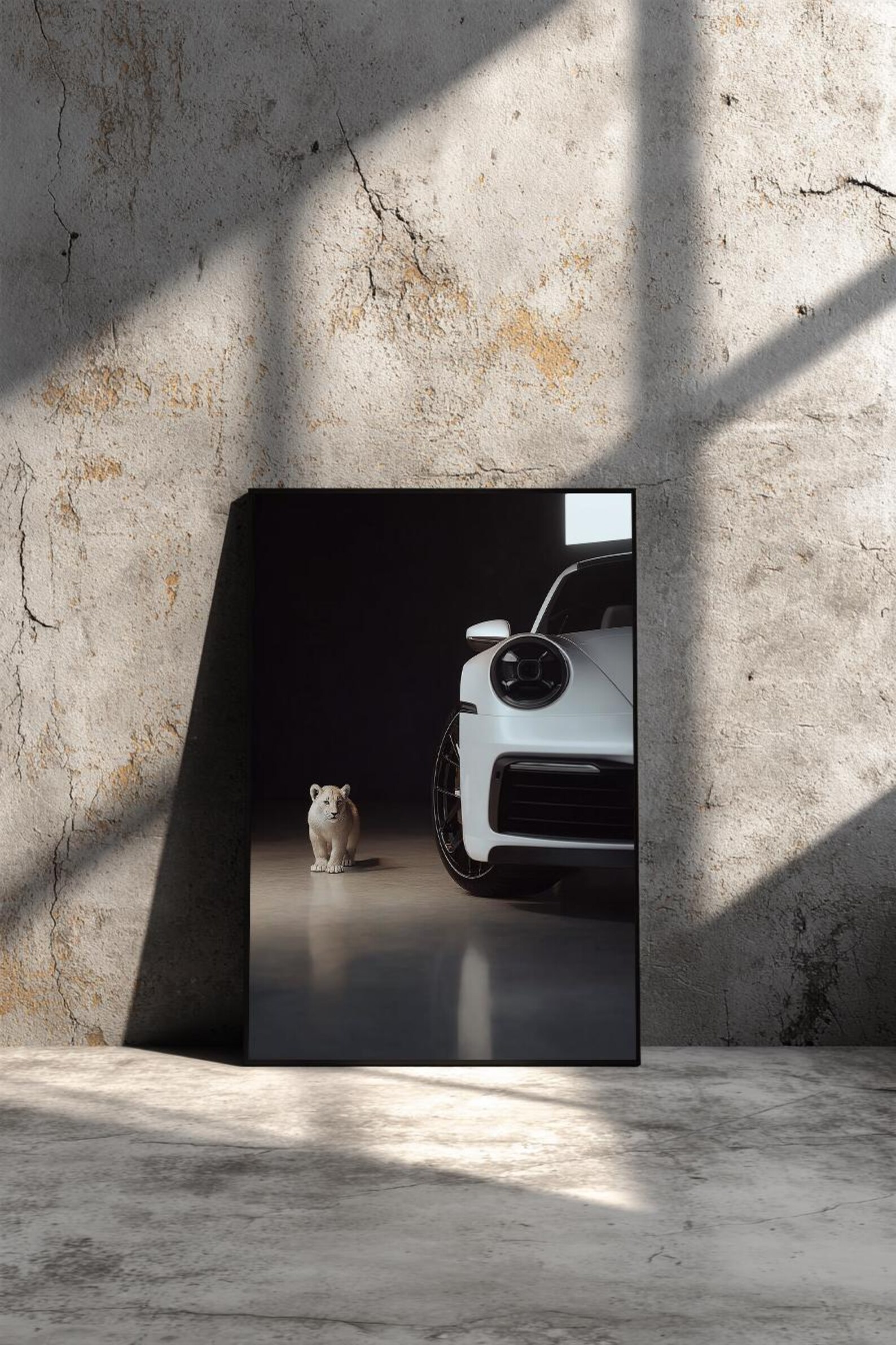 Lion Cub and Sport Car Print, Masculine Office Decor (digital Download ...