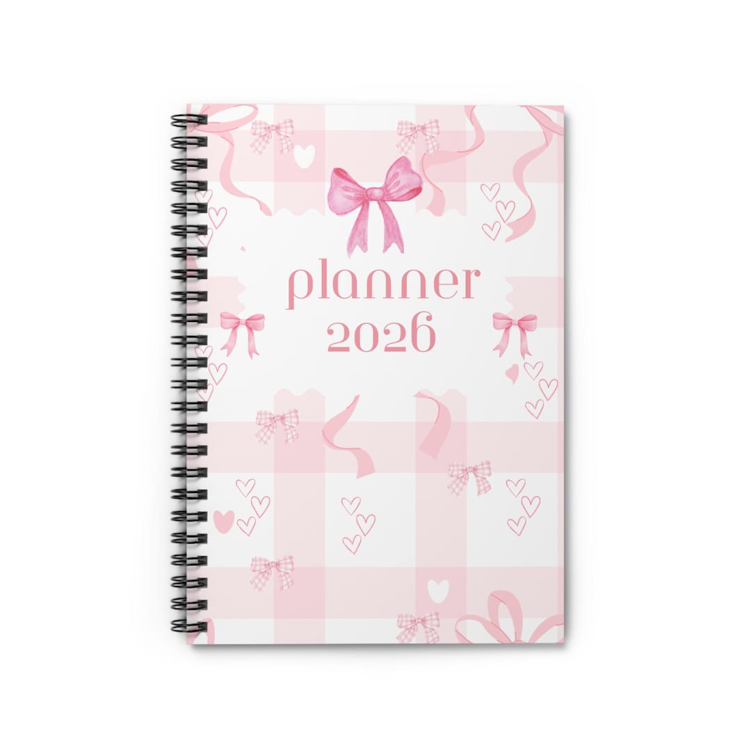 Pink Bow Spiral Planner Notebook - Ruled Line - Etsy