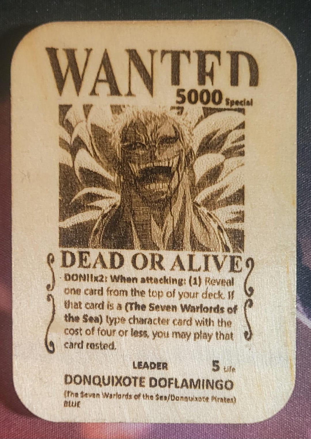 Custom Wood Engraved Donquixote Doflamingo Leader-one Piece TCG - Etsy