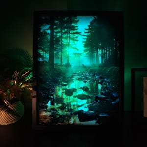 RGB LED Artwork | Sunrise Over the Forest | Night Lamp | Home Decor - Etsy