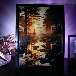 RGB LED Artwork | Sunrise Over the Forest | Night Lamp | Home Decor - Etsy