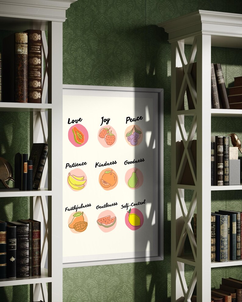 Fruit of the Spirit Art Print Retro Christian Wall Art Scripture Poster ...