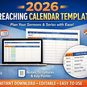 2026 Preaching Calendar Template - Etsy