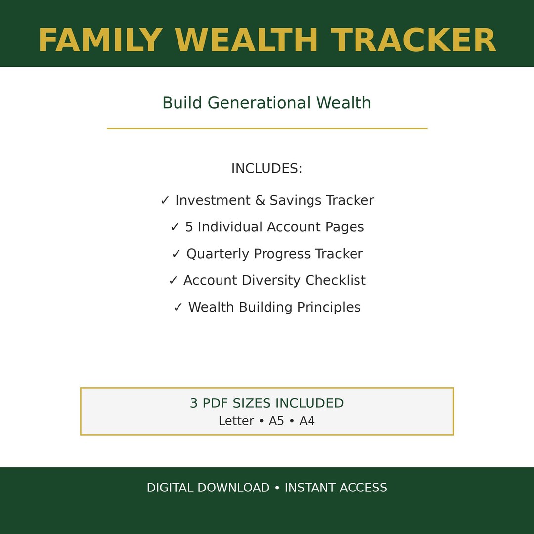 Family Wealth Tracker Printable | Investment Savings Planner ...