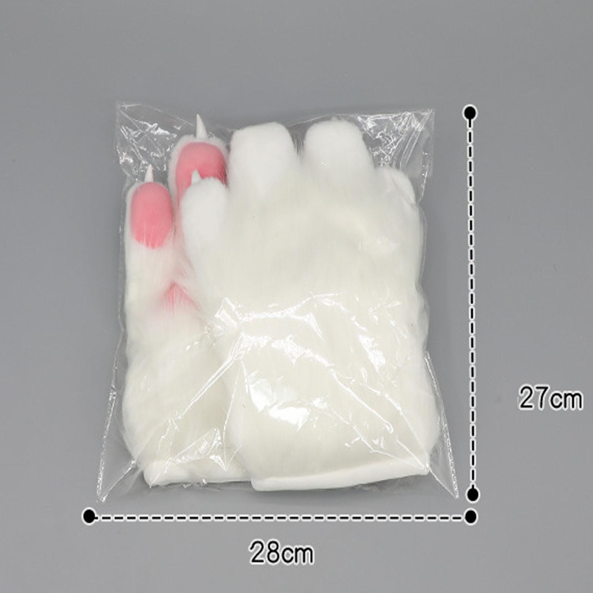 Handcrafted Fursuit Paws With Nails, Cute Furry Gloves, Pink White ...