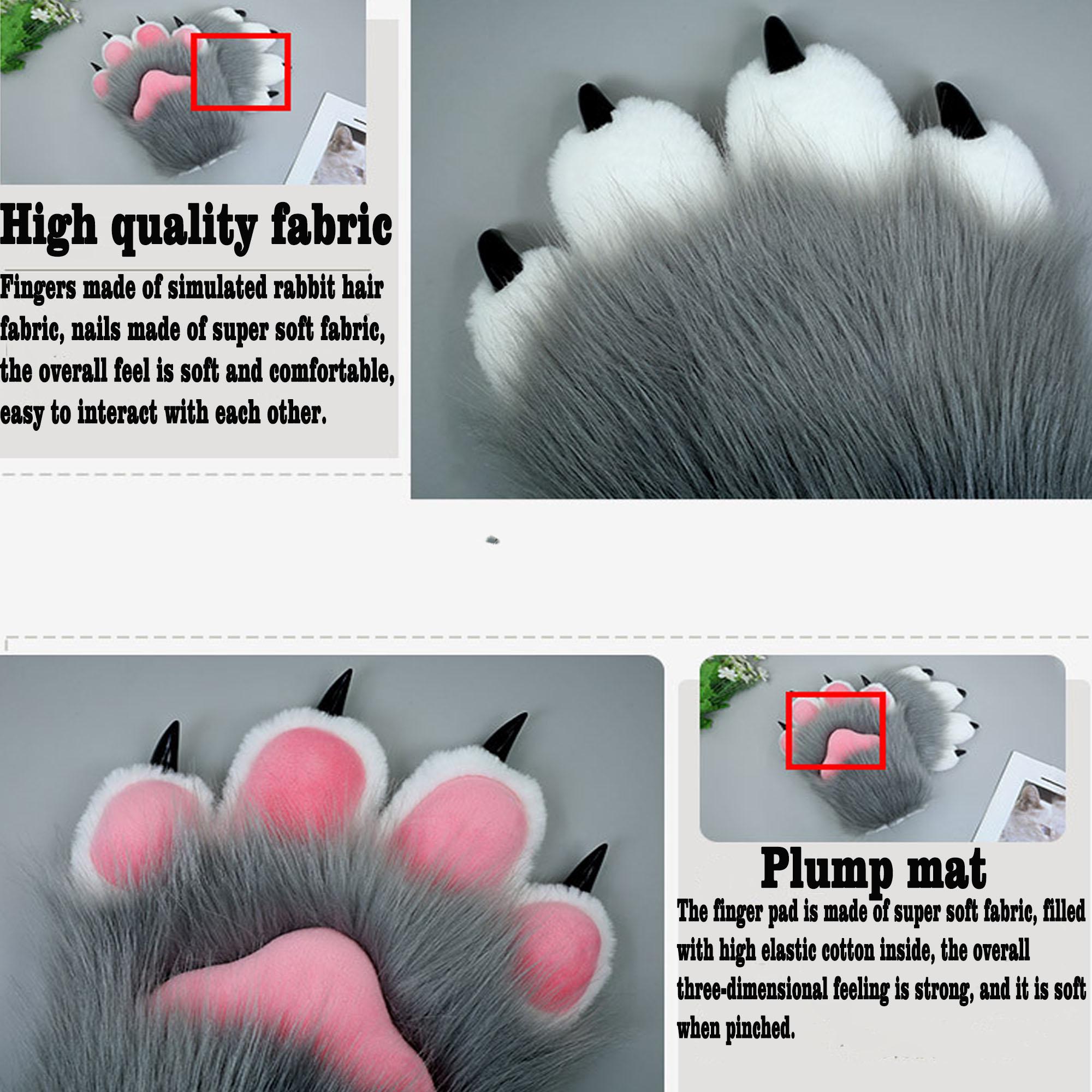 Handcrafted Fursuit Paws With Nails, Cute Furry Gloves, Pink White ...