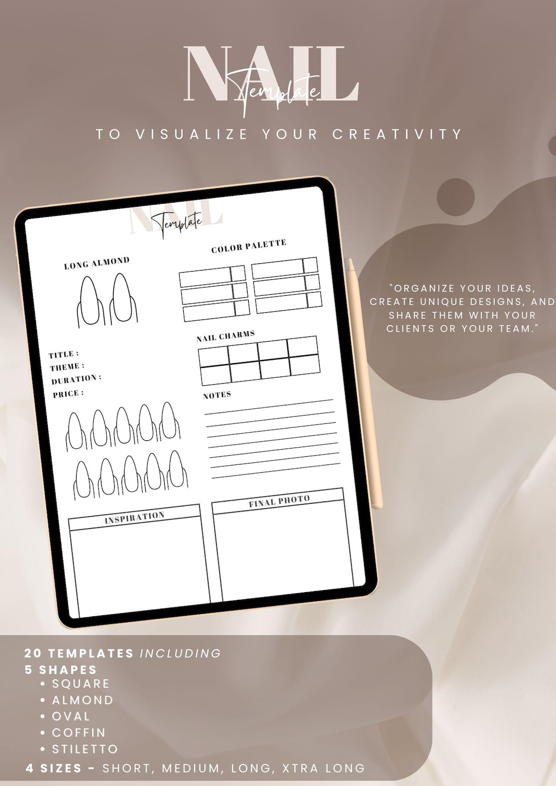 Nail Design Templates - Digital Planner in PDF & PNG - Etsy