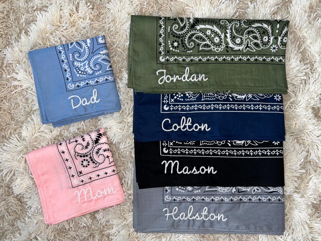 Embroidered Bandanas, Custom Bridesmaid Gift, Chain Stitch Bandana ...