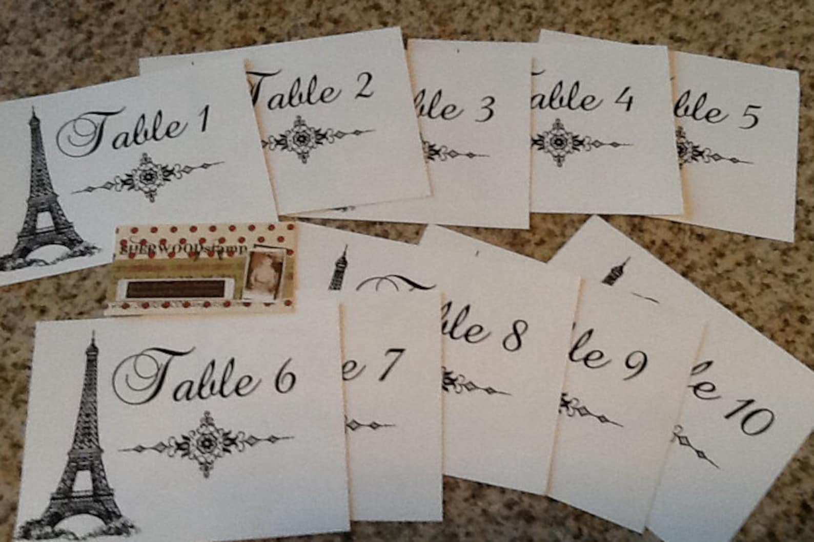 10 Paris Themed Table Numbers Cards Wedding Reception Party Decor ...