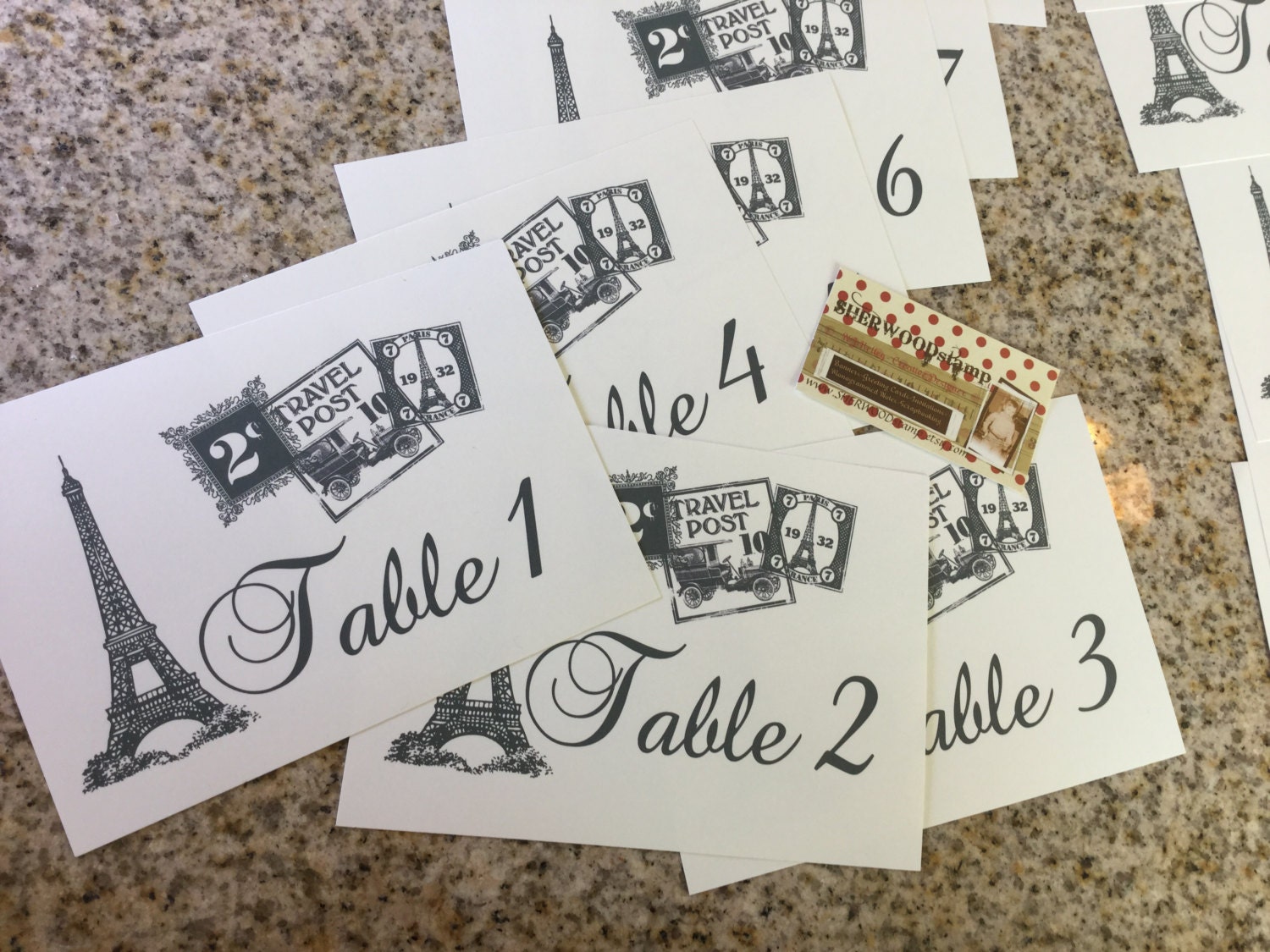 10 Paris Themed Table Numbers X-large 5x7 Cards Wedding Invitations ...
