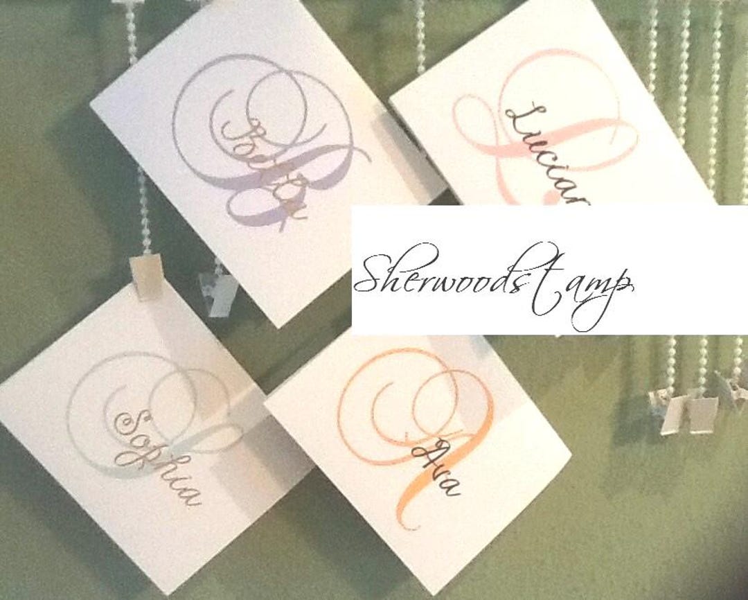 8 Trendy Personalized Monogrammed Initials Name Note Cards Set Perfect ...