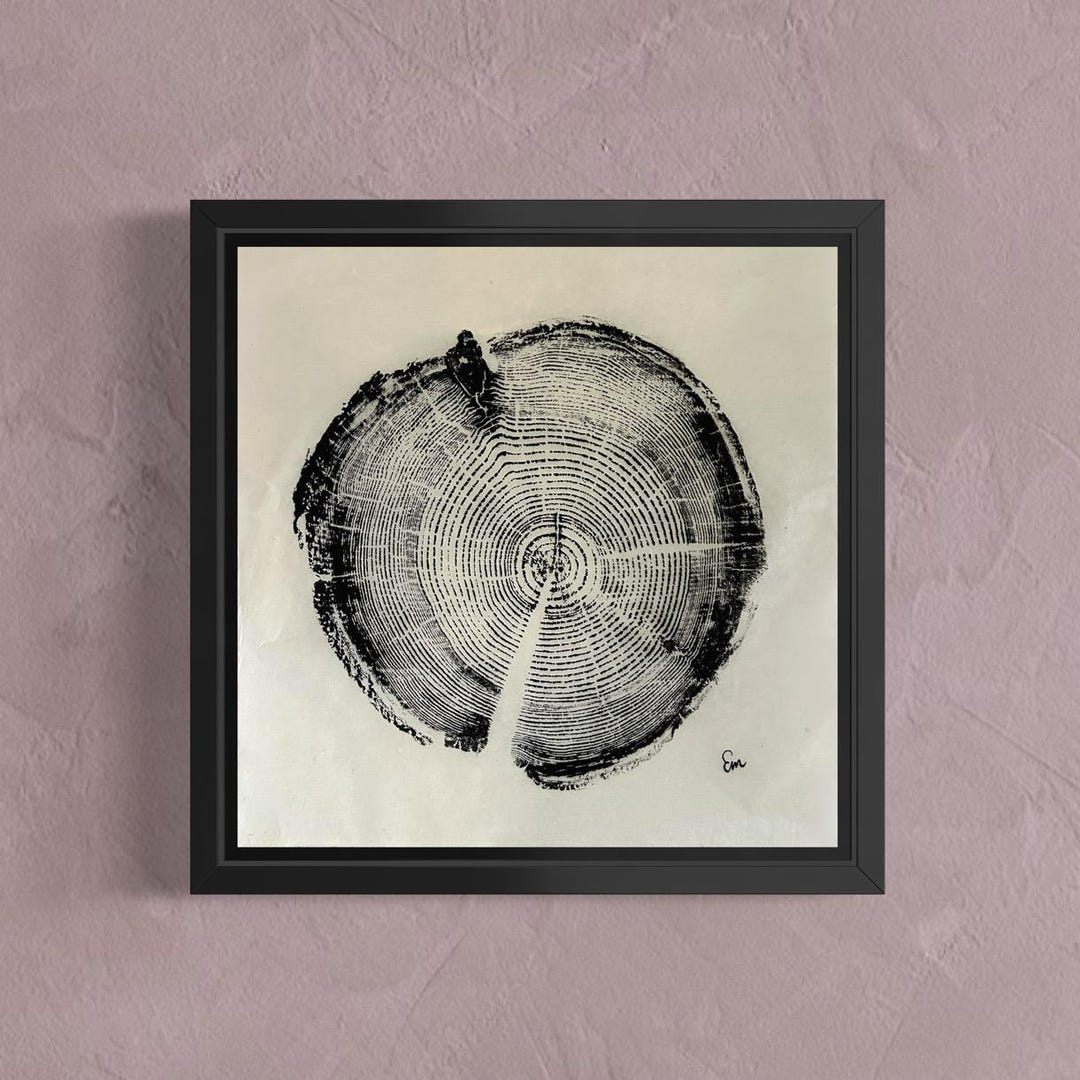 Western Larch Tree Ring Print: Hand-printed Rustic Cabin Art - Etsy