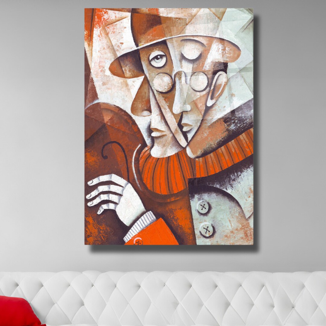 Cubist Abstract Glass Wall Art – Modern Artistic Portrait Decor - Etsy