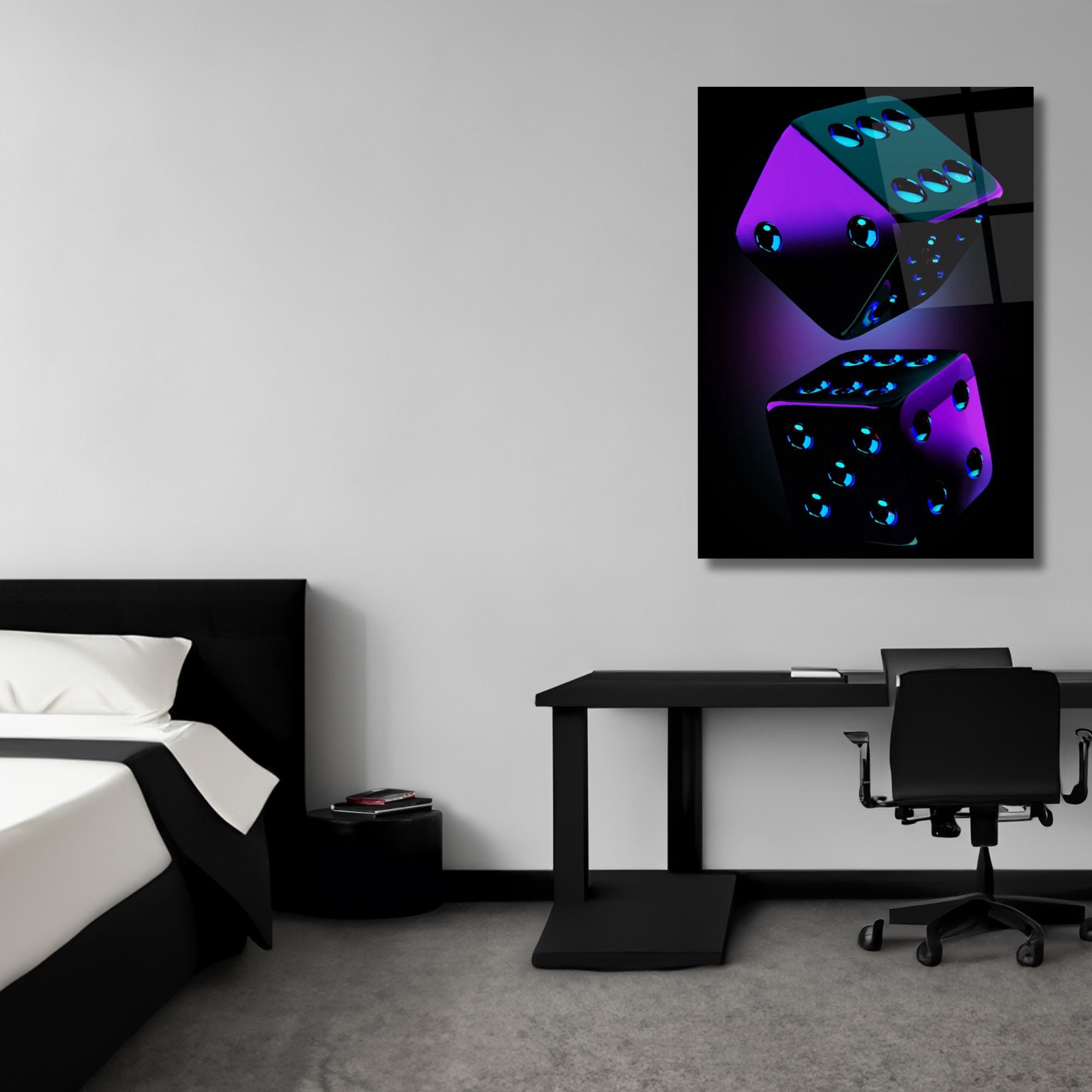 Purple Neon Dice Glass Wall Art – Modern Casino Decor - Etsy