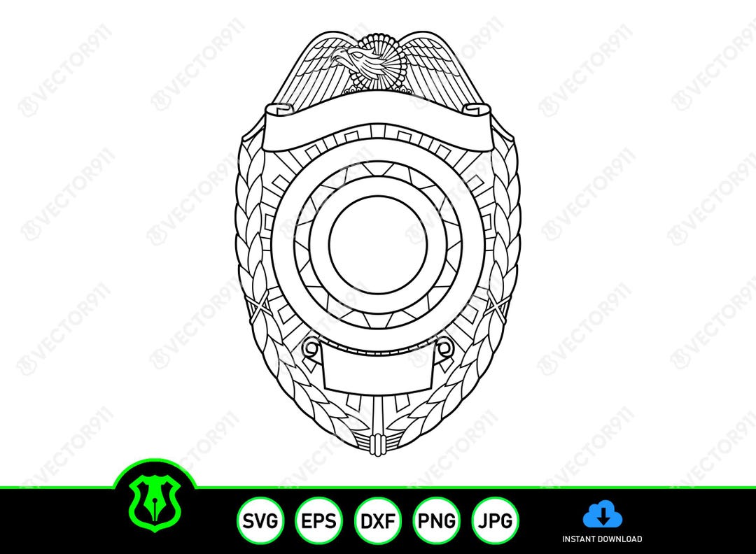 Blank Eagle Topped Police Badge V41 SVG Vector - Etsy