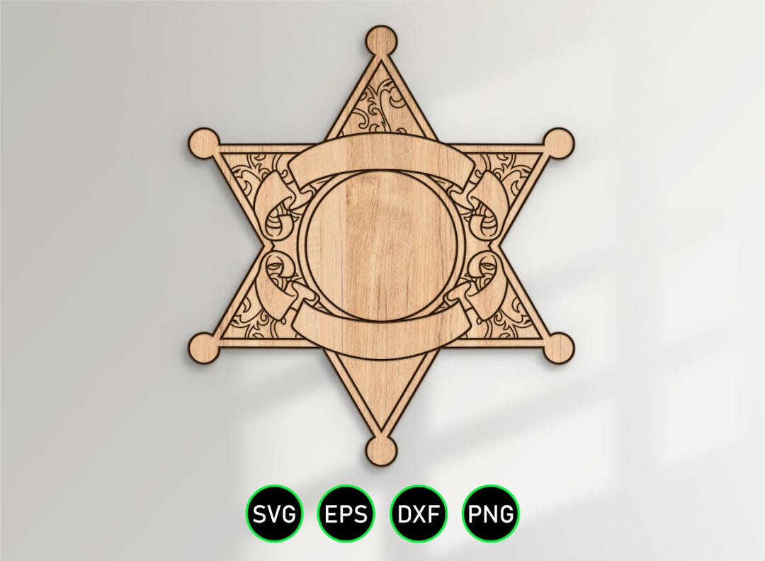Blank Six Point Star Badge V6 SVG Vector Files Made for Cnc, Laser and ...