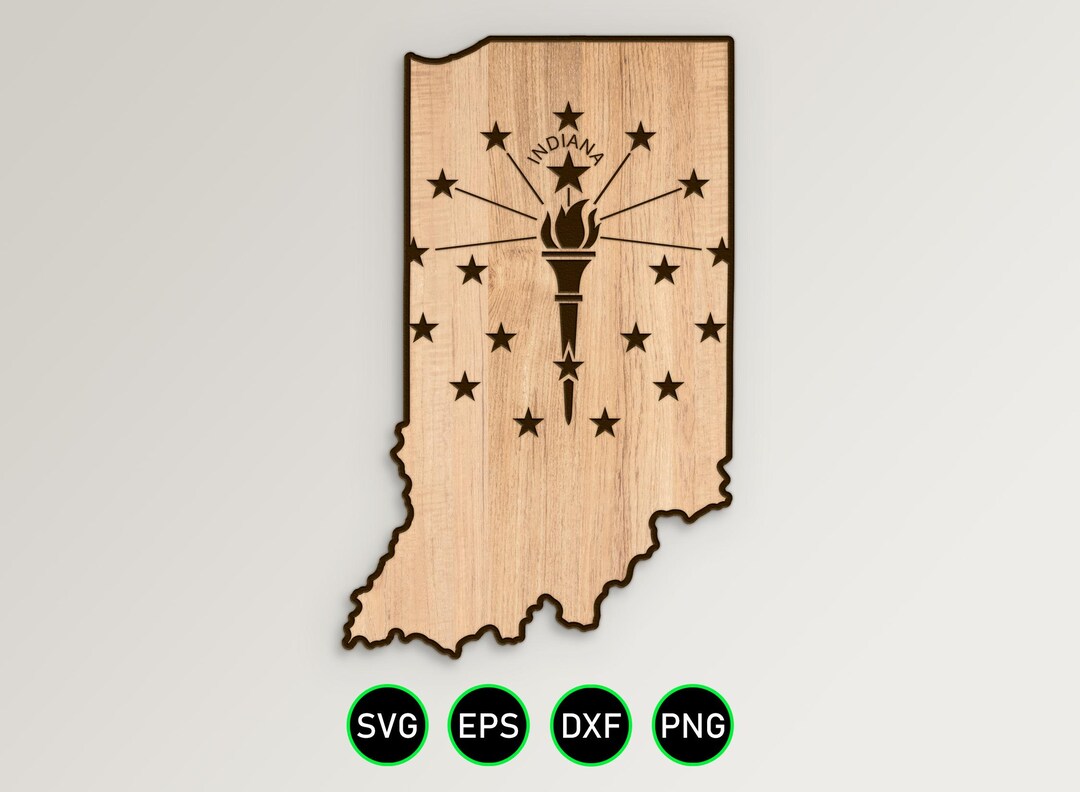 Indiana State Flag Outline SVG: CNC Laser Cut Files - Etsy