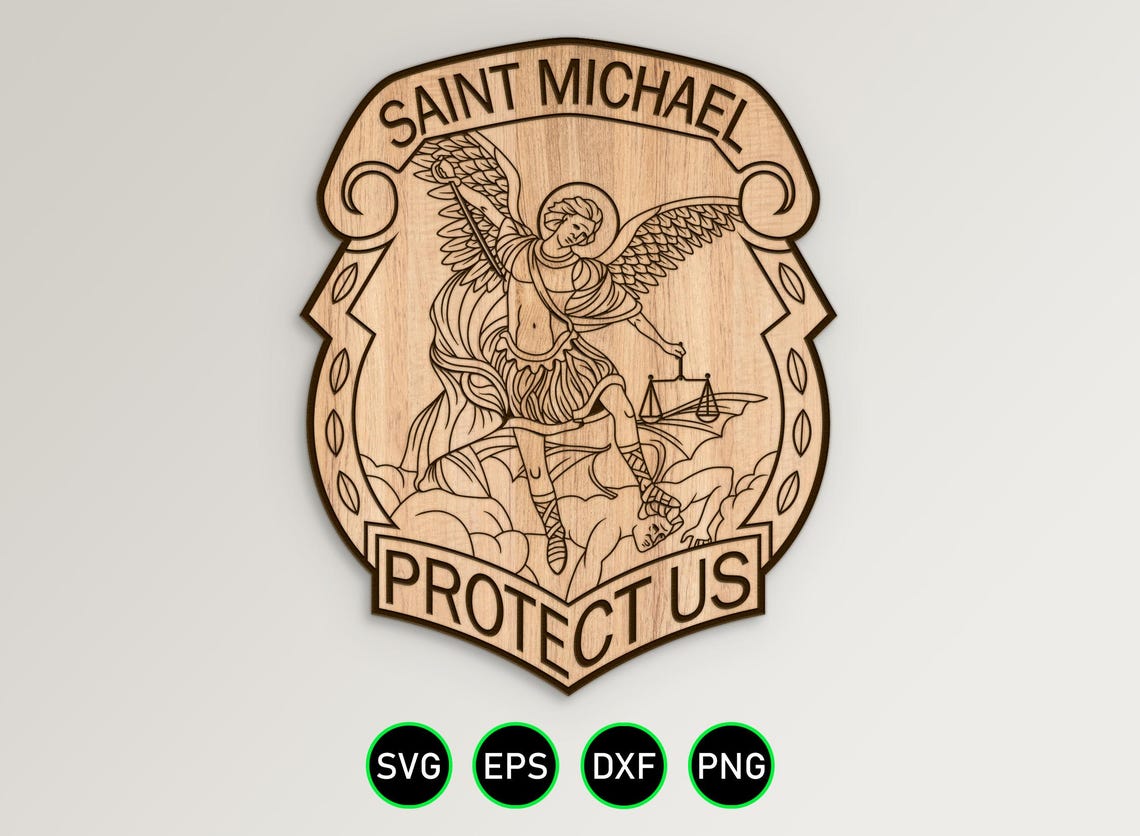 Saint Michael Protect Us Emblem SVG Vector Clipart, Digital Download ...