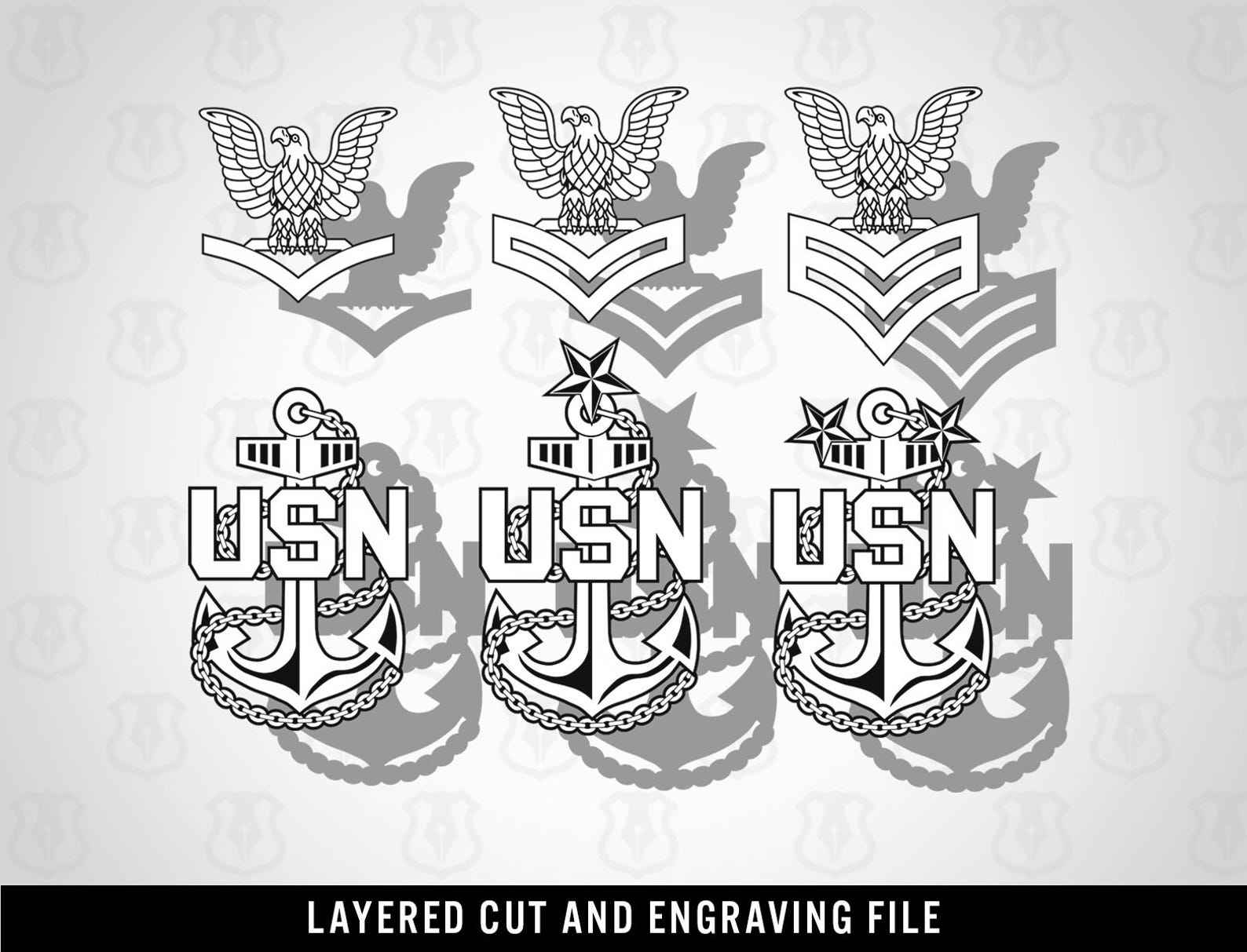 Navy Enlisted Rank Insignia SVG Bundle | E4-E9 Layered Cut Files - Etsy