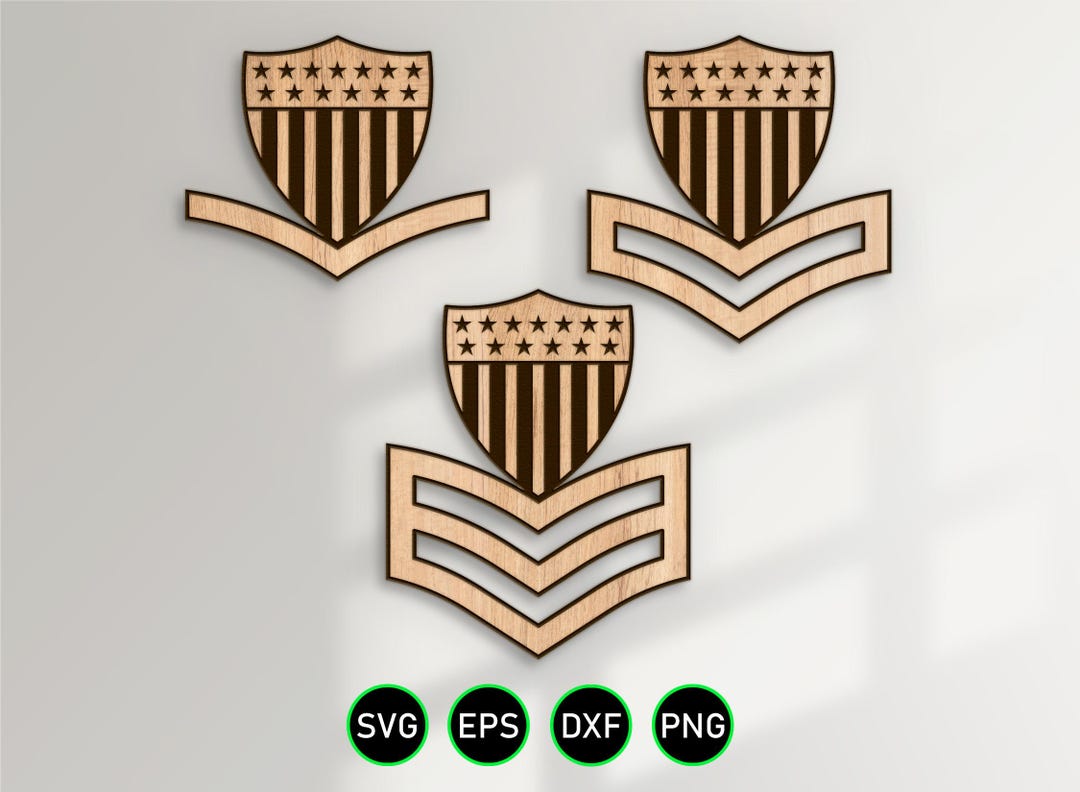 Coast Guard Enlisted Chevrons Bundle E4 E5 E6 Rank Insignia SVG Vector ...