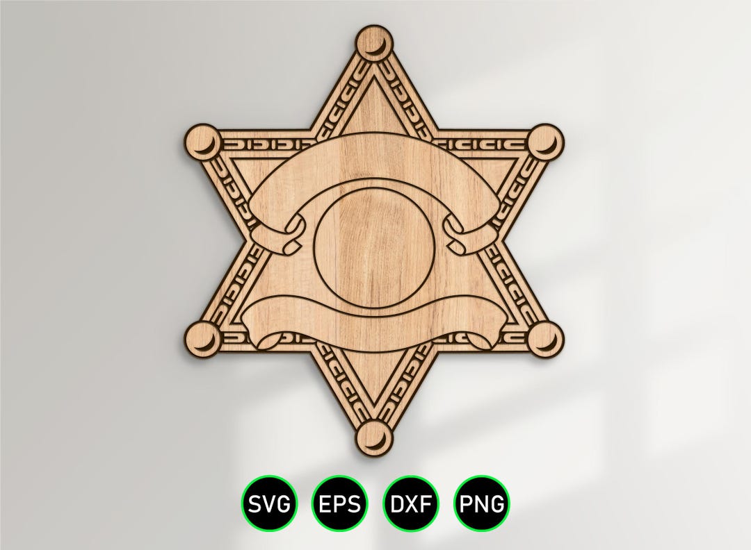 Blank Six Point Star Badge SVG Vector Files: CNC Laser Cut (digital ...