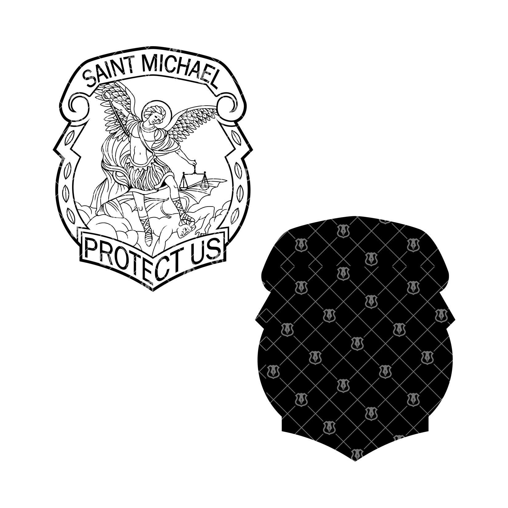 Saint Michael Protect Us Emblem SVG Vector Clipart, Digital Download ...